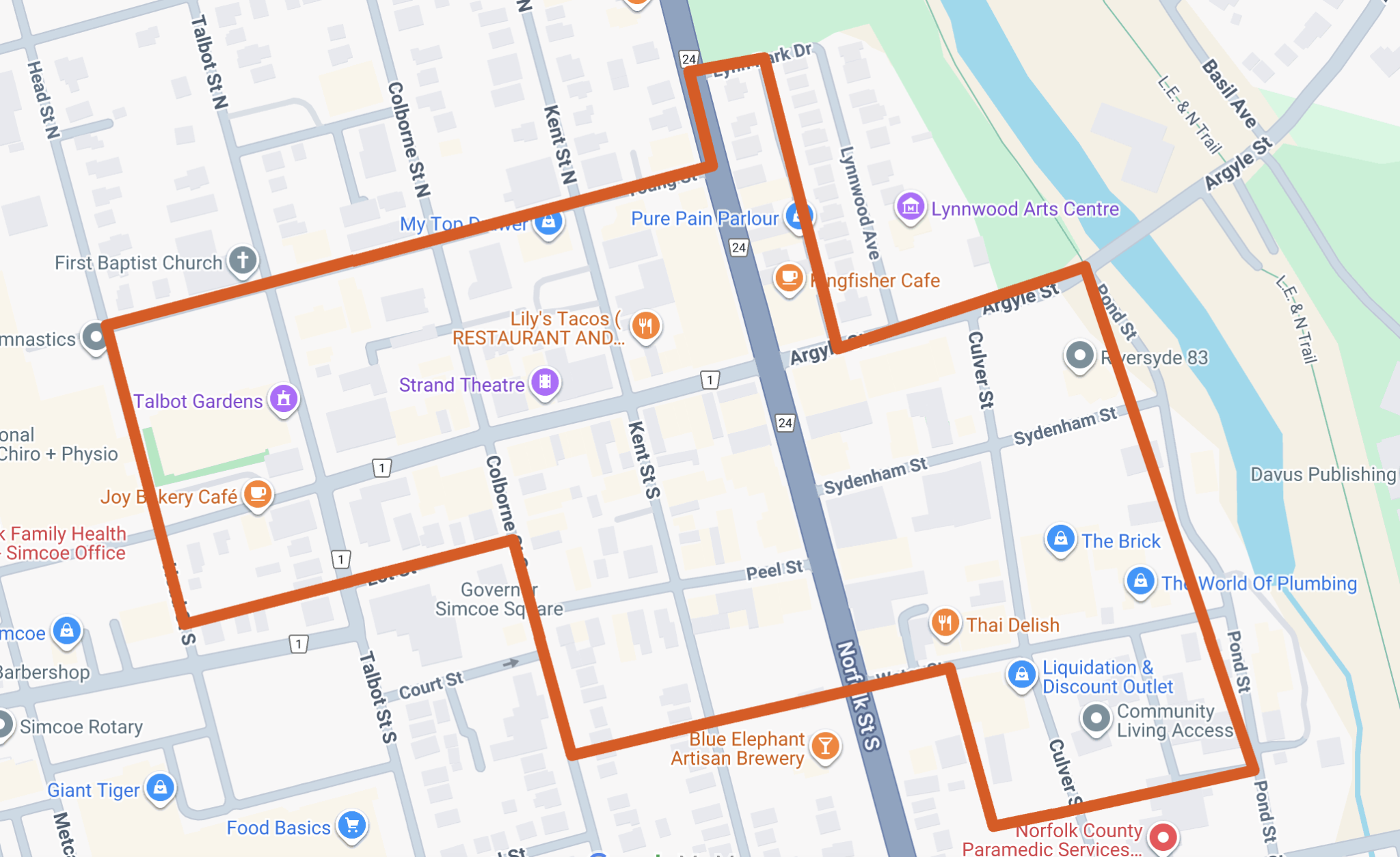 Map – Downtown Simcoe BIA